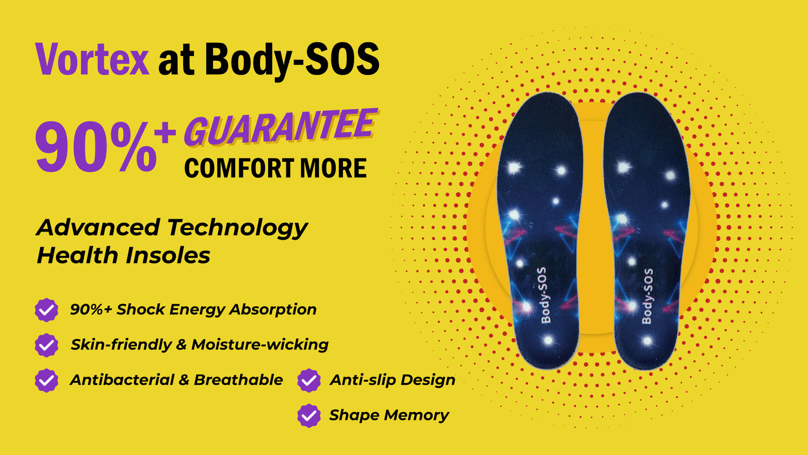 90%+ Shock Absorption | Vortex at BodySOS Health Insoles